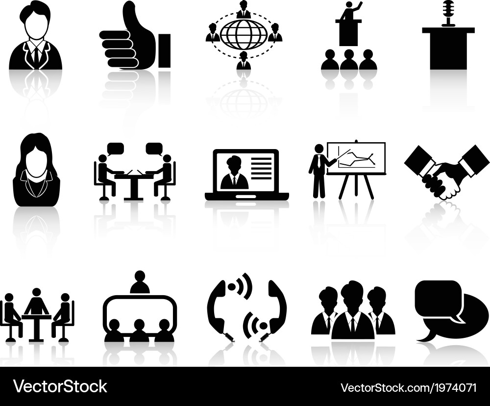Business meeting icons set Royalty Free Vector Image
