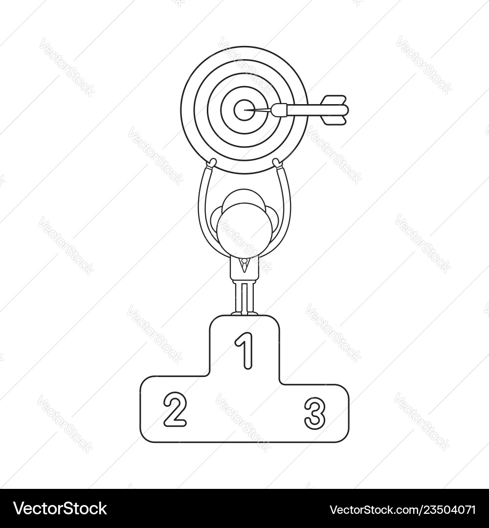 Businessman character standing on first place Vector Image
