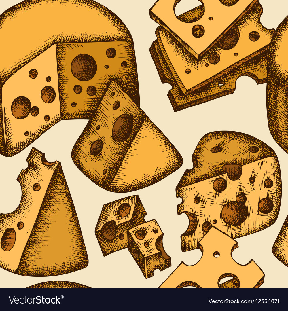 Cheese seamless pattern background design Vector Image
