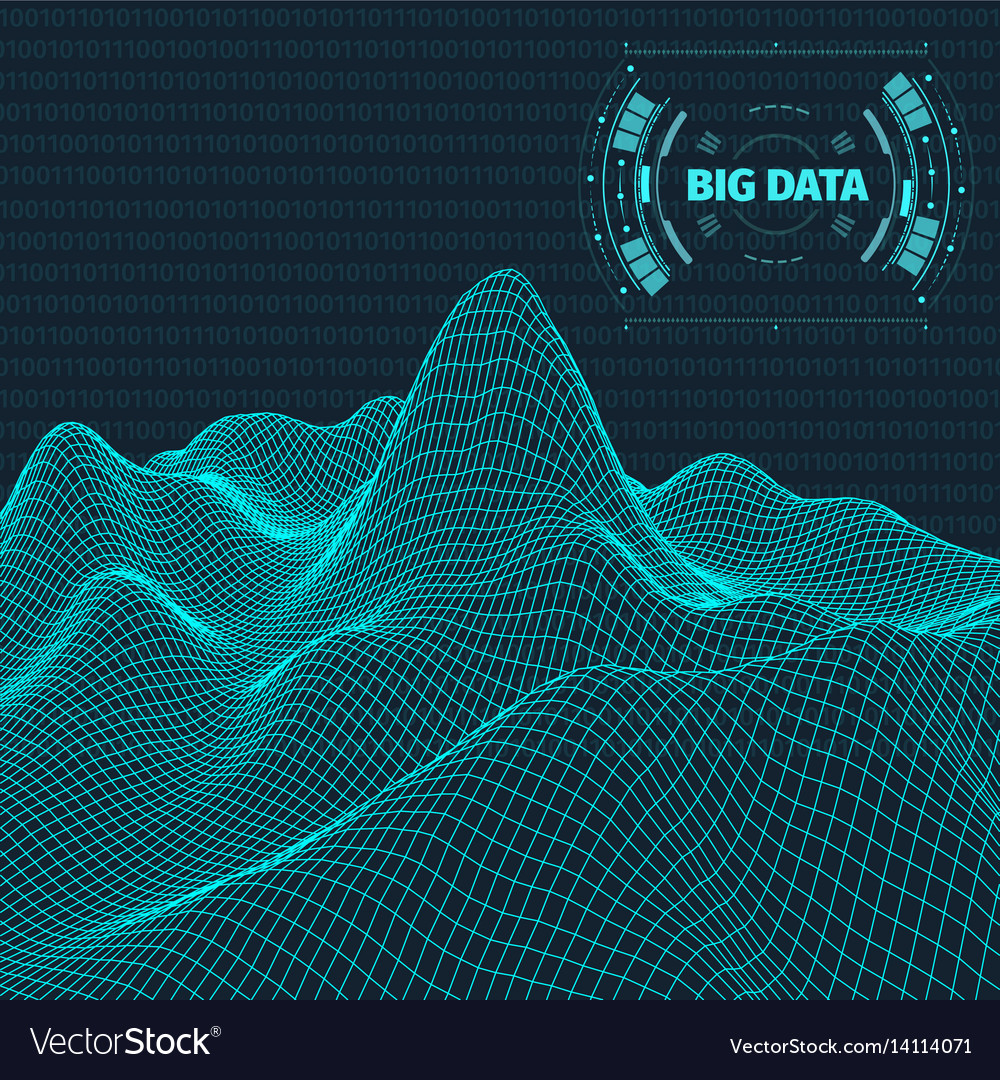 Computer generated binary code landscape on black Vector Image