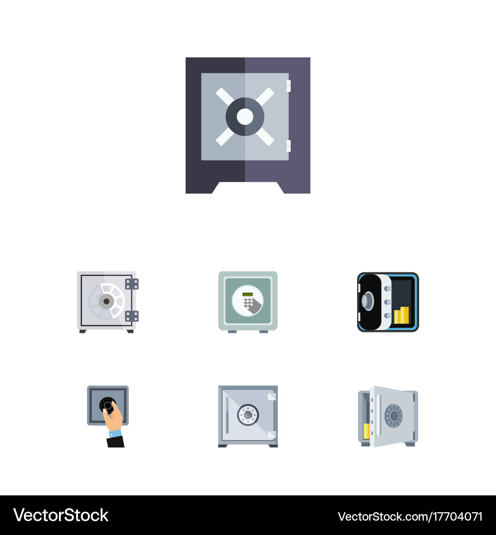 Flat icon strongbox set of banking Royalty Free Vector Image