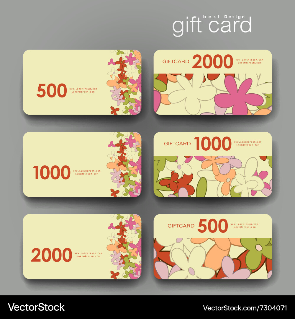 Gift coupon discount card template with floral Vector Image
