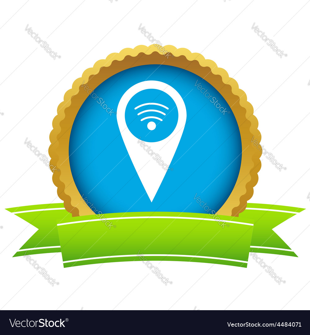 Gold wi-fi pointer logo Royalty Free Vector Image