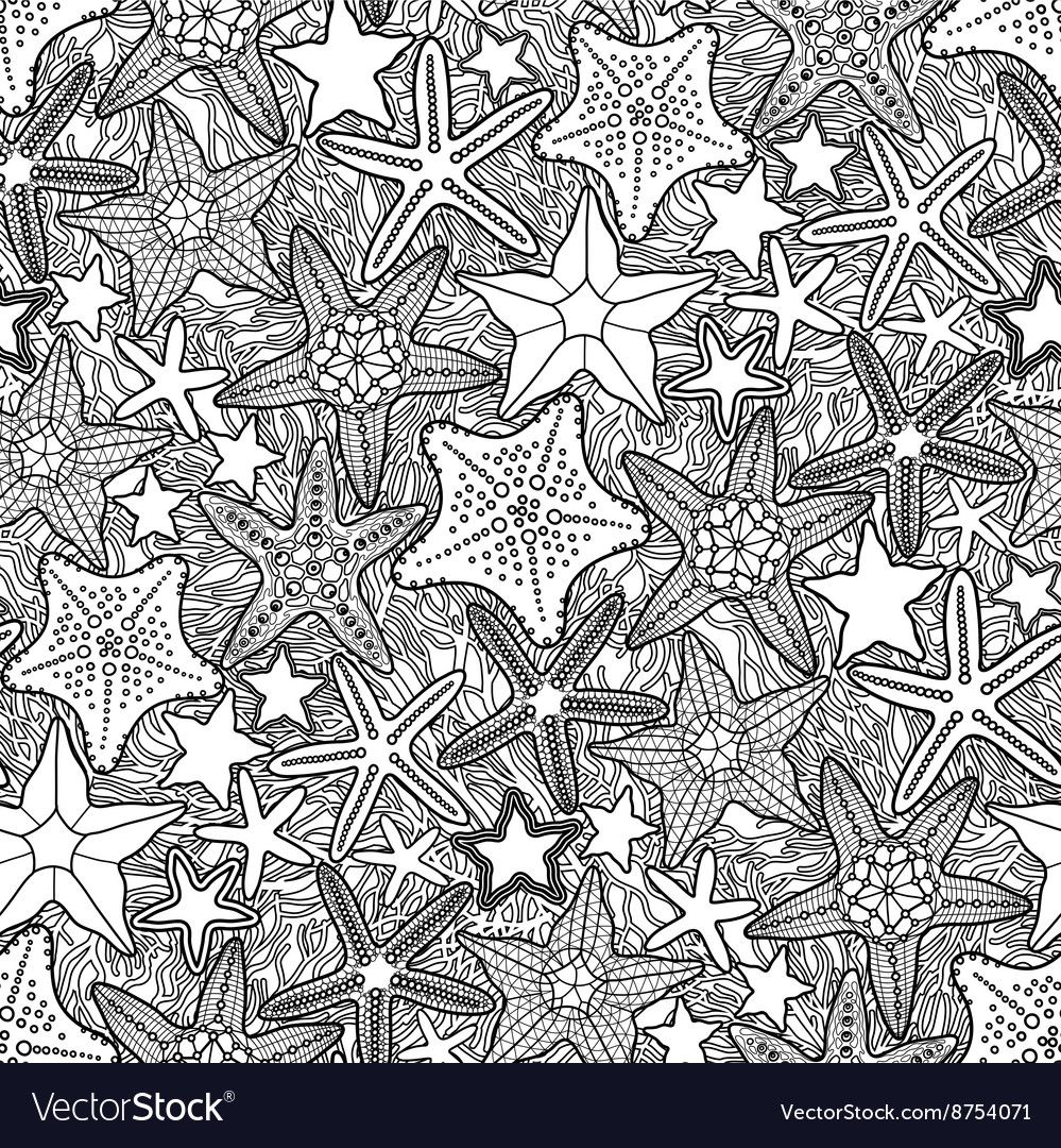 Graphic starfish seamless pattern Royalty Free Vector Image