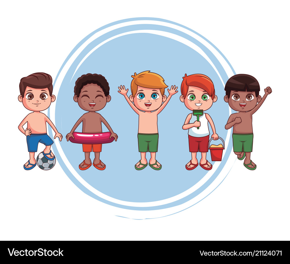 Kids at summer with swim suit Royalty Free Vector Image