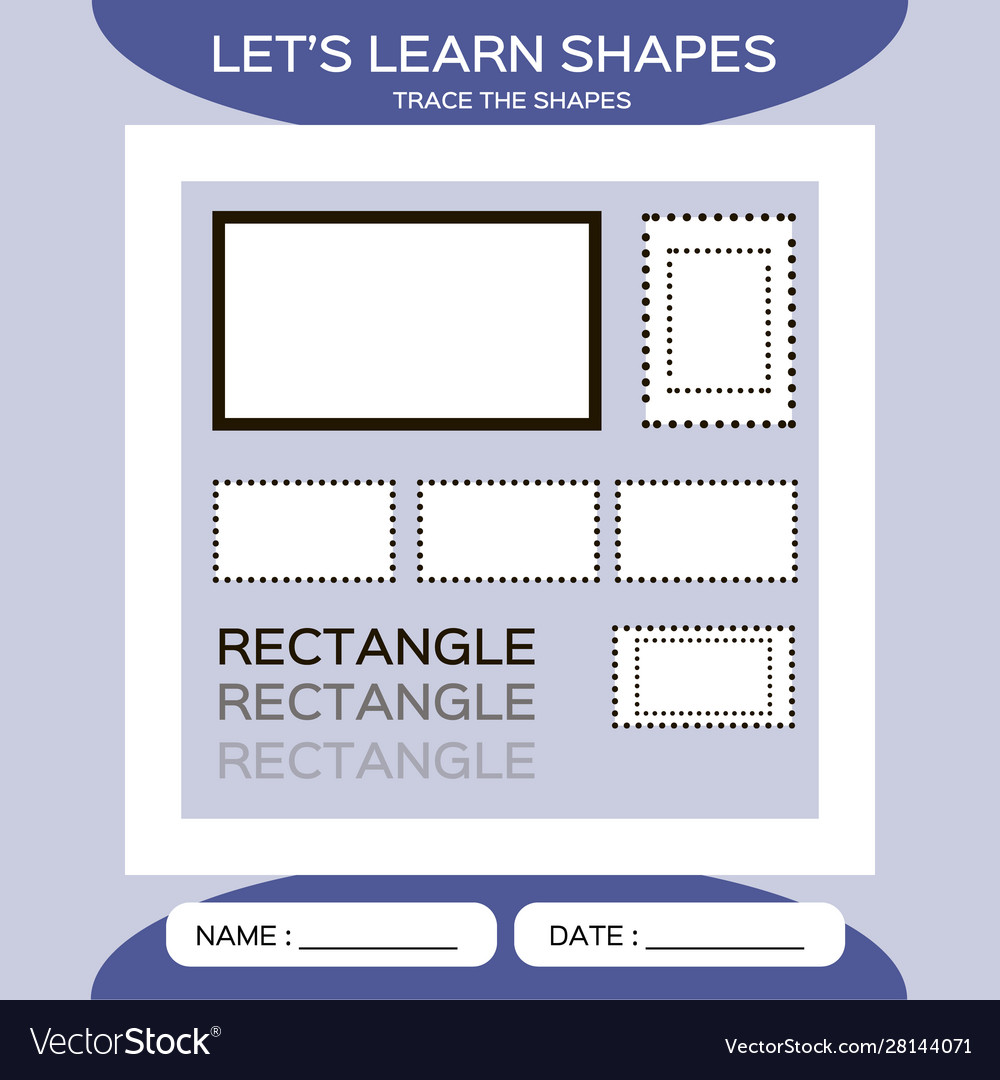 Learn shapes rectangle handwriting practice Vector Image