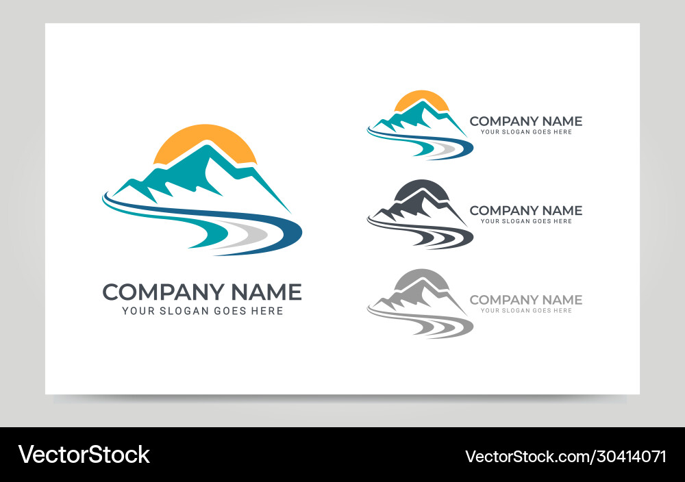 Mountain Logo River Bridge Abstract Mountain River Logo Hi Res Stock