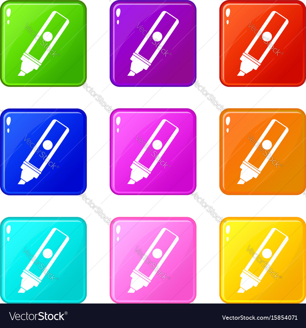 Permanent marker icons 9 set Royalty Free Vector Image