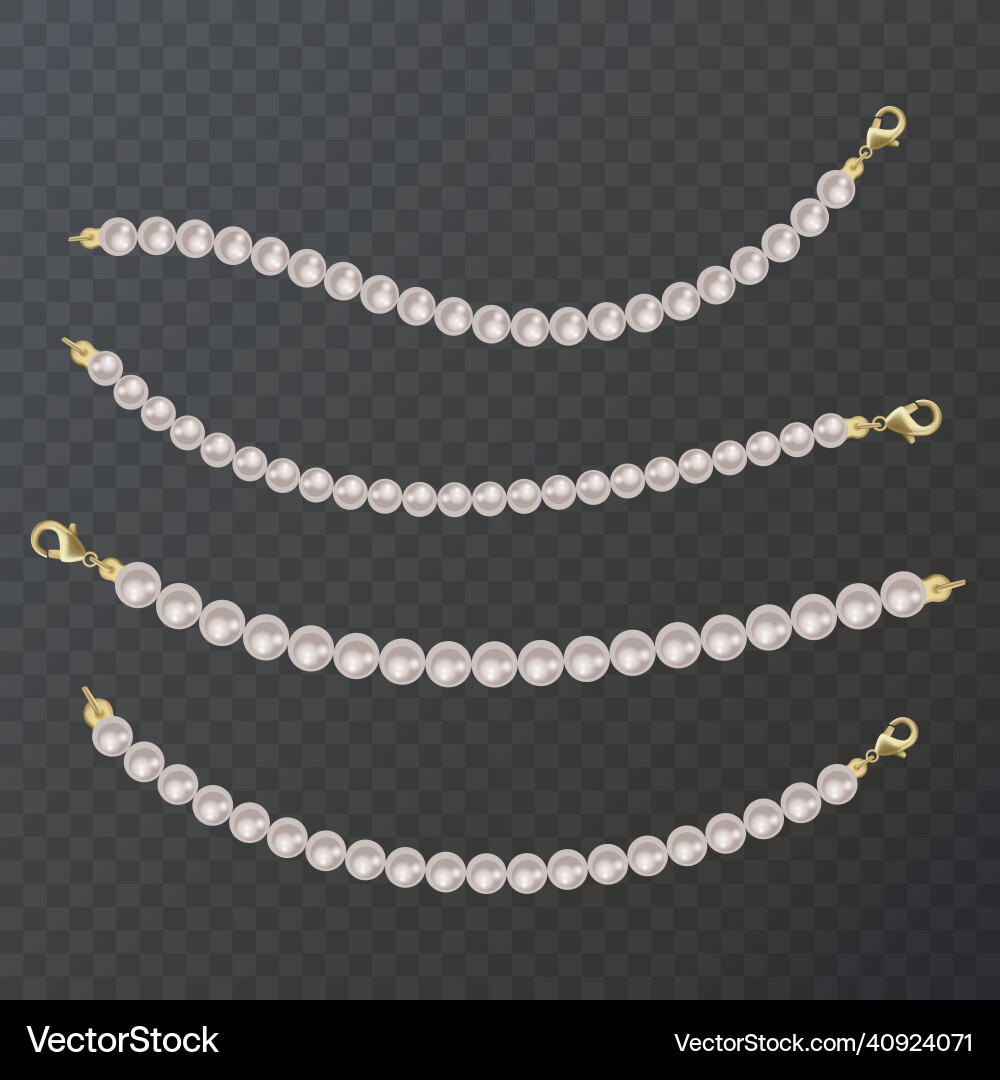Realistic pearl bead chain necklace on dark Vector Image