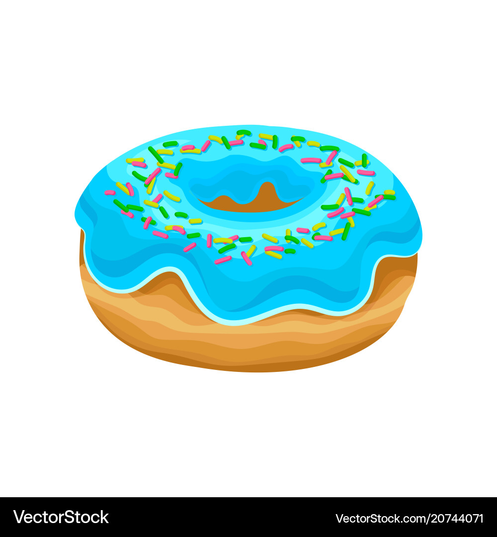 Sweet donut with blue glaze and multi-colored Vector Image