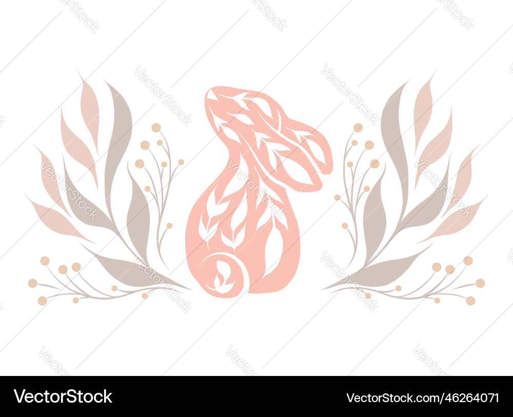 Tender card with silhouette decorated rabbit in Vector Image