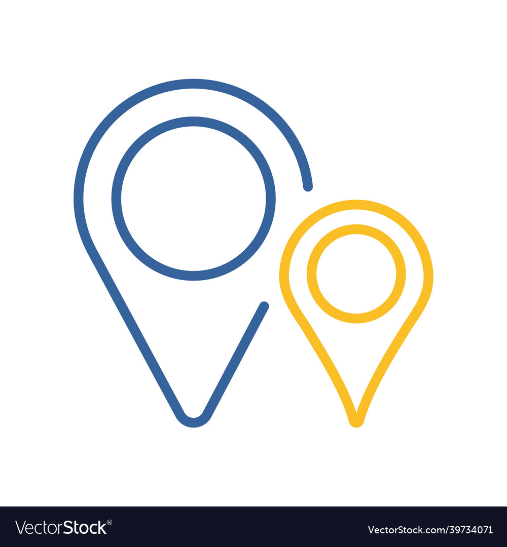 Two pin map icon pointer markers Royalty Free Vector Image