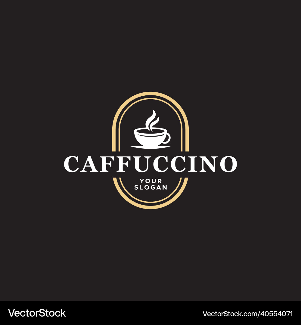 Vintage caffuccino cup scent coffee logo design Vector Image