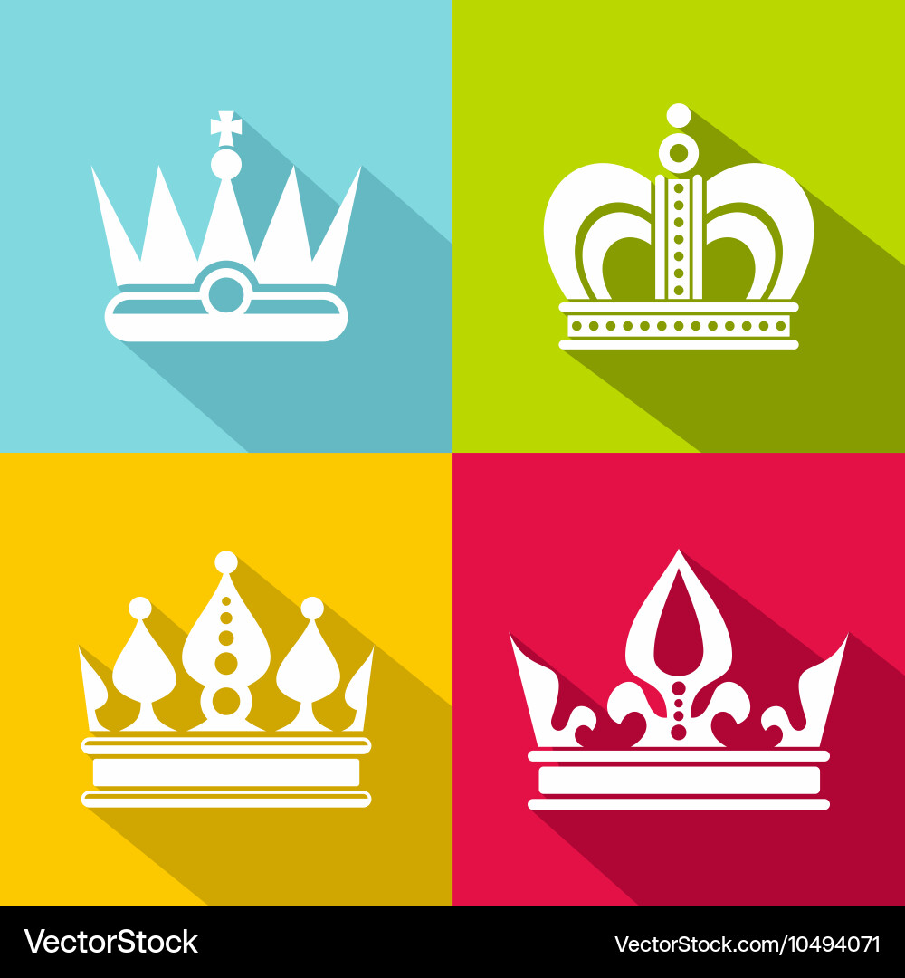 White crown icons on color background Royalty Free Vector