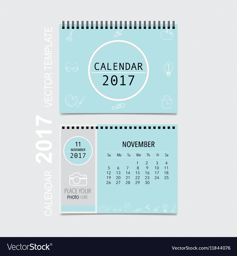 2017 calendar planner design monthly Royalty Free Vector