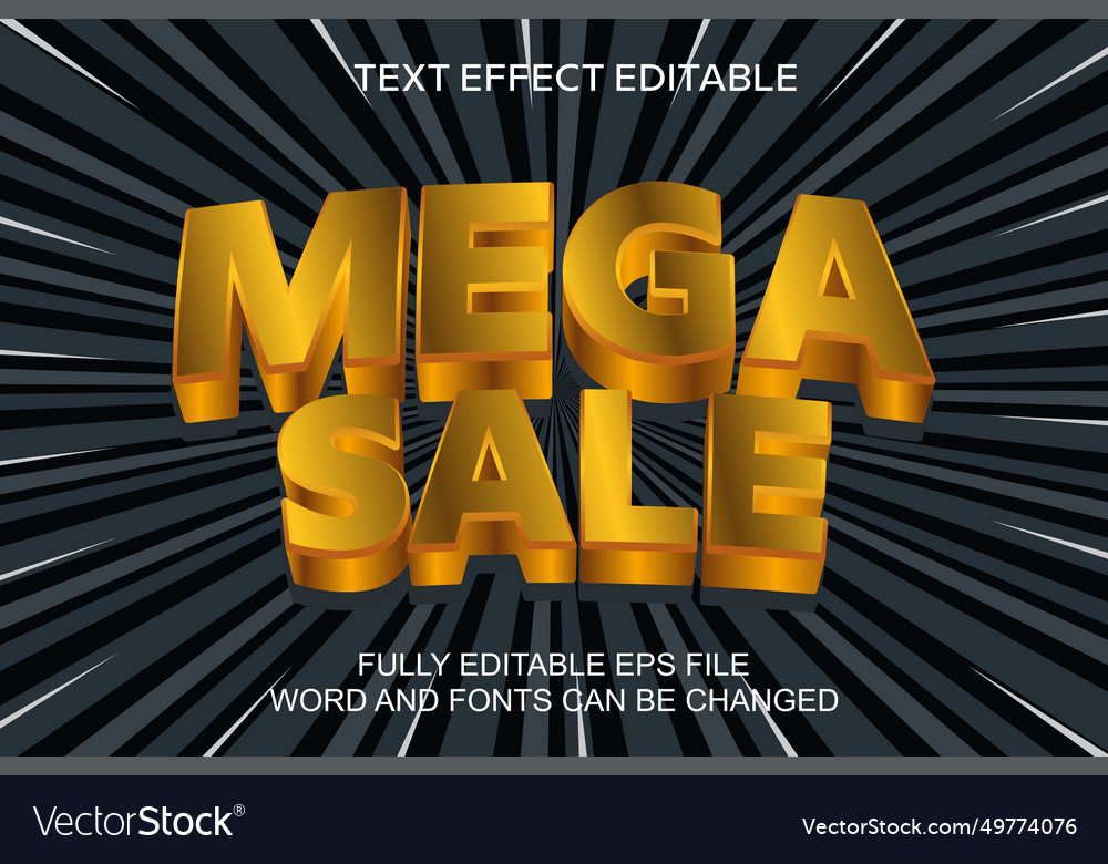 3d text effect mega sale editable Royalty Free Vector Image