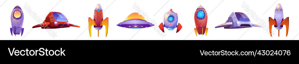 Alien spaceship ufo game icons set Royalty Free Vector Image