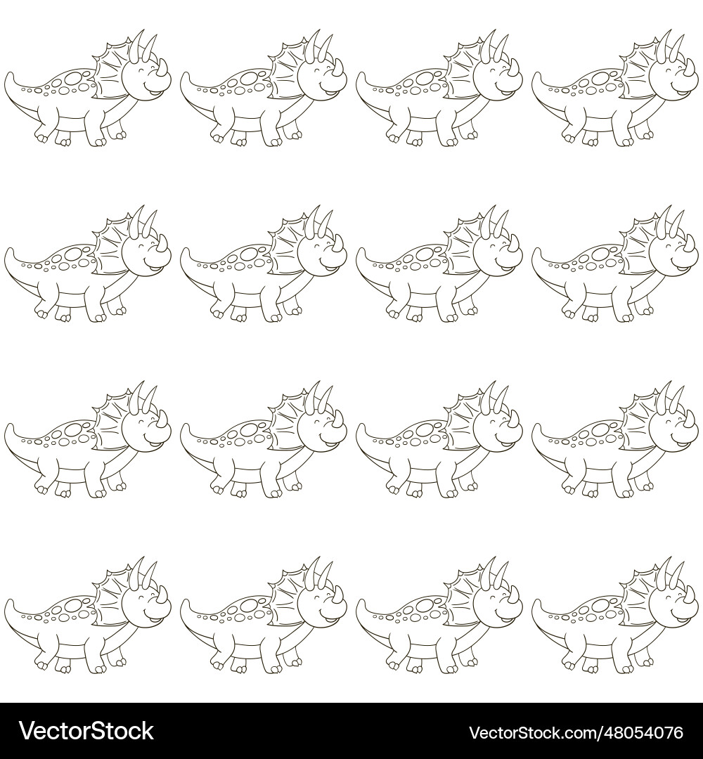 Coloring cute dinosaurs seamless pattern Vector Image