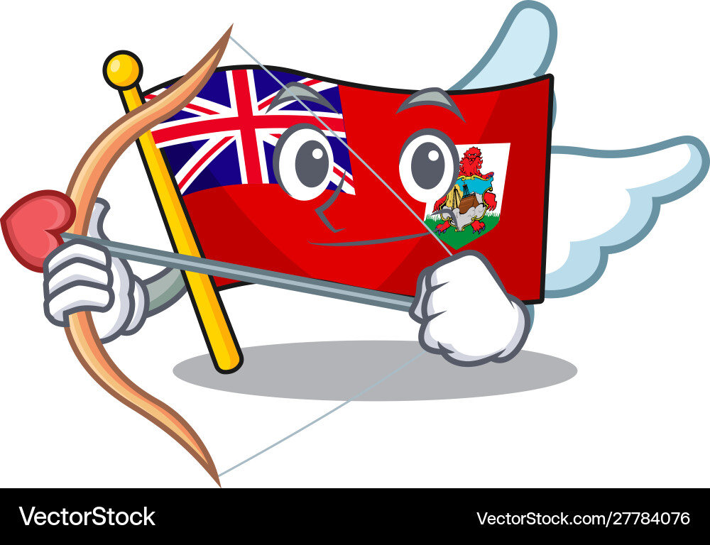 Flag bermuda cupid cartoon in character shape Vector Image