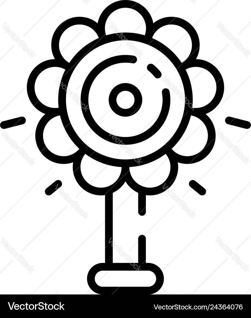 Flower rattle toy icon outline style Royalty Free Vector