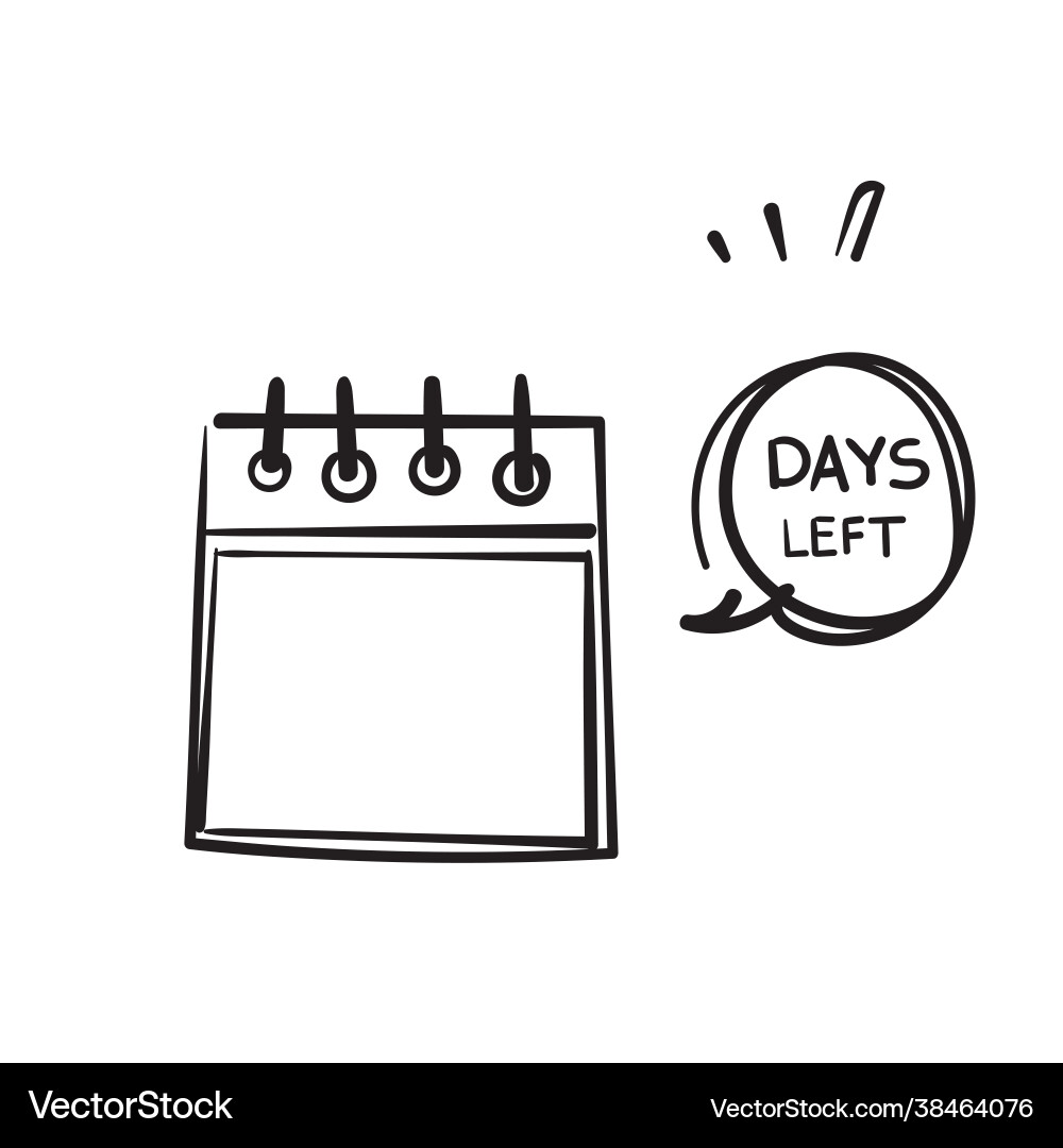 Hand drawn doodle calendar symbol for days left Vector Image