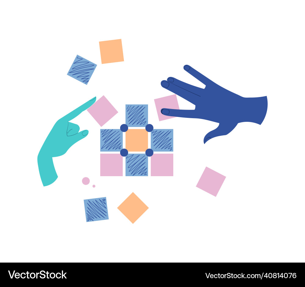 Hands with squares Royalty Free Vector Image - VectorStock
