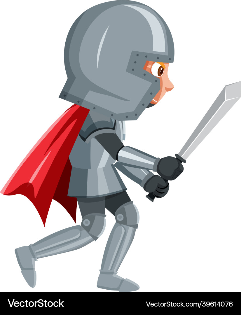 Knight cartoon character on white background Vector Image