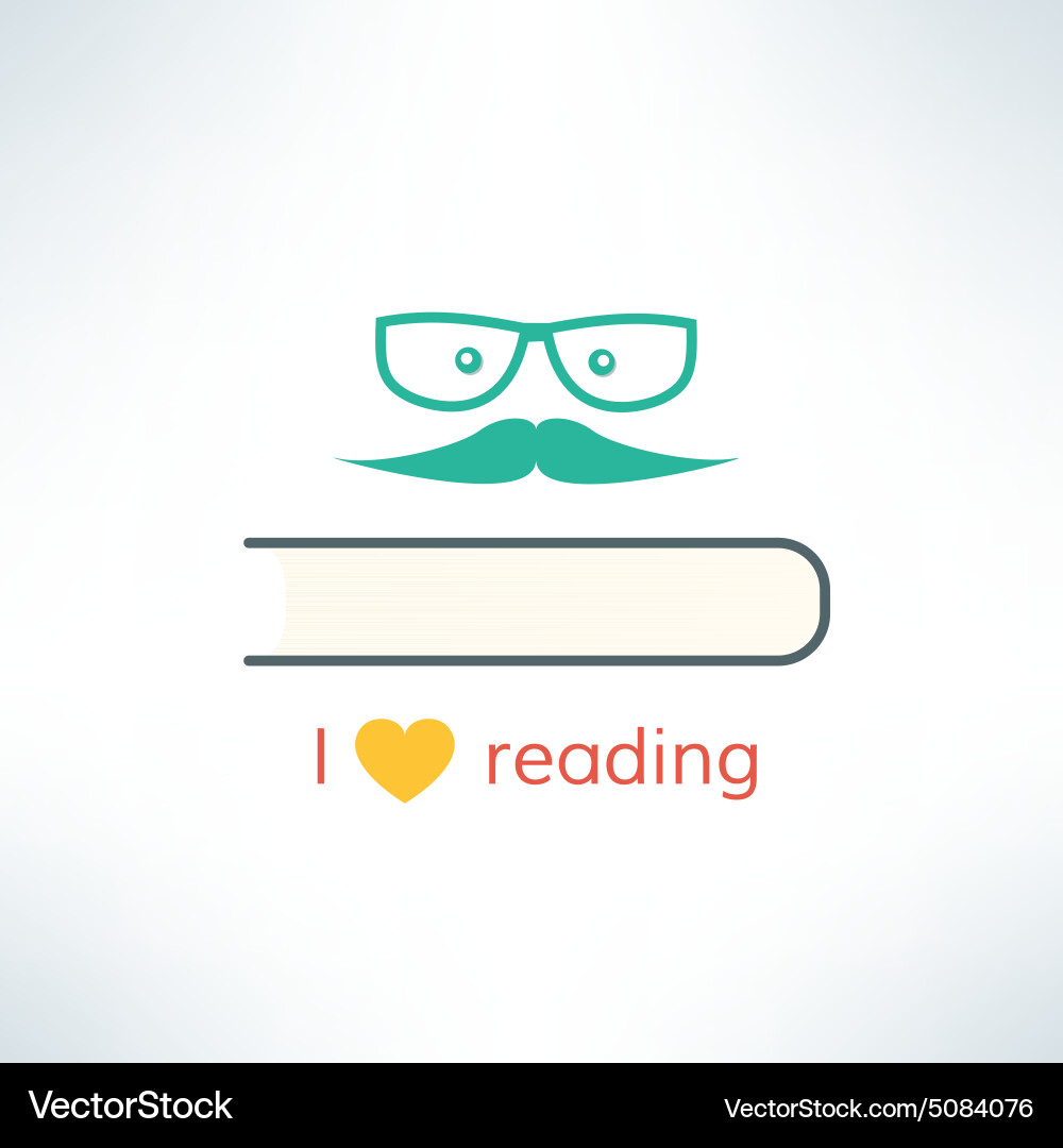 Love reading banner with heart and book Royalty Free Vector
