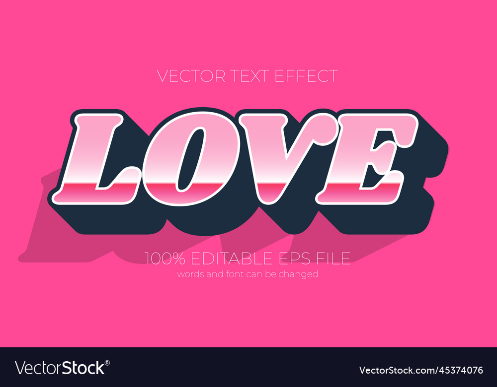 Love text effect style eps editable text effect Vector Image