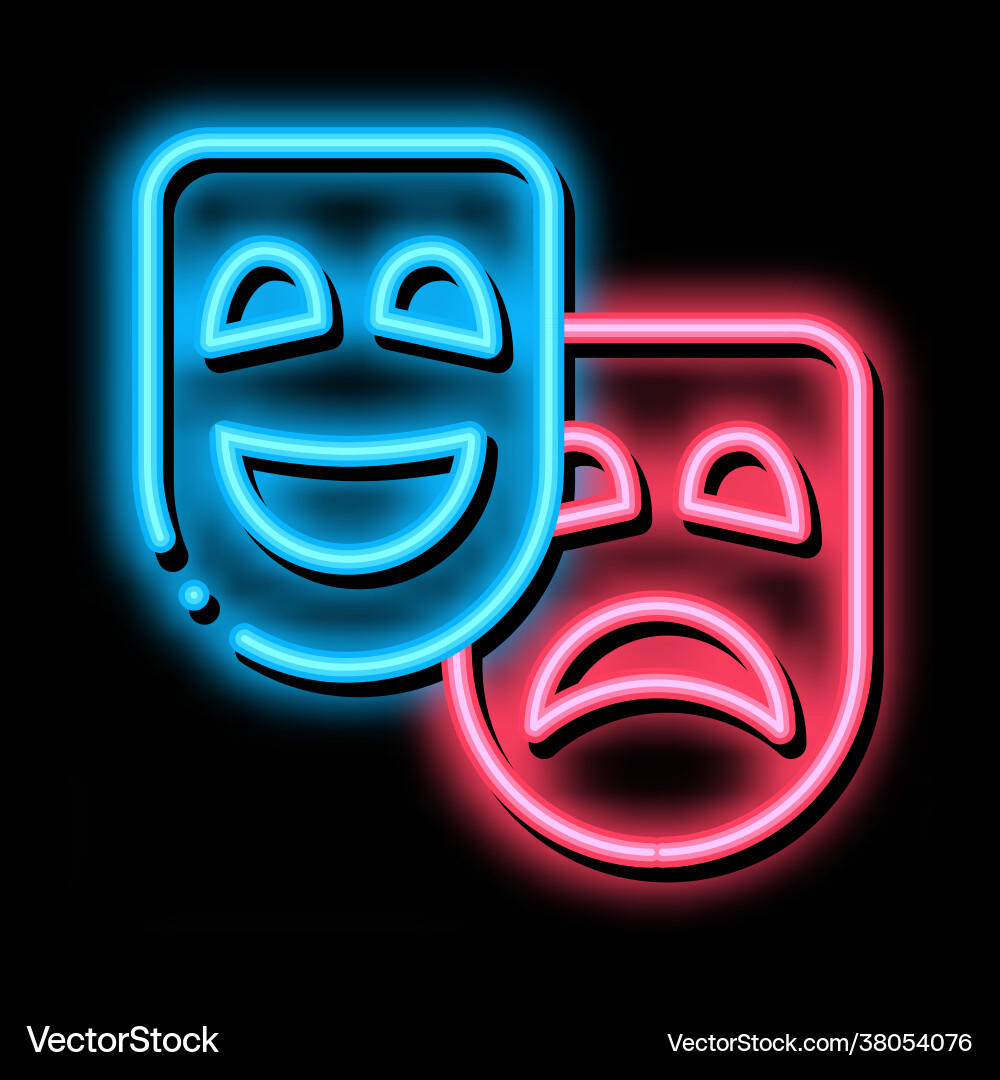 Mask people emotions neon glow icon Royalty Free Vector