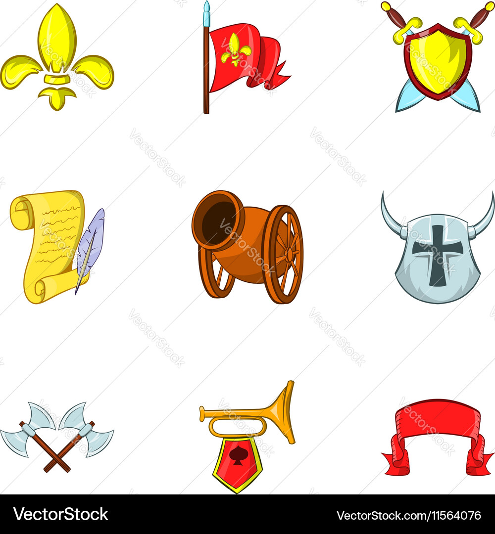 Medieval armor icons set cartoon style Royalty Free Vector