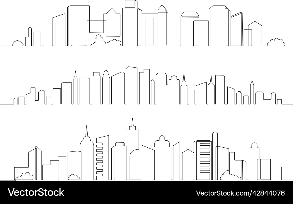 One line city buildings downtown architecture Vector Image