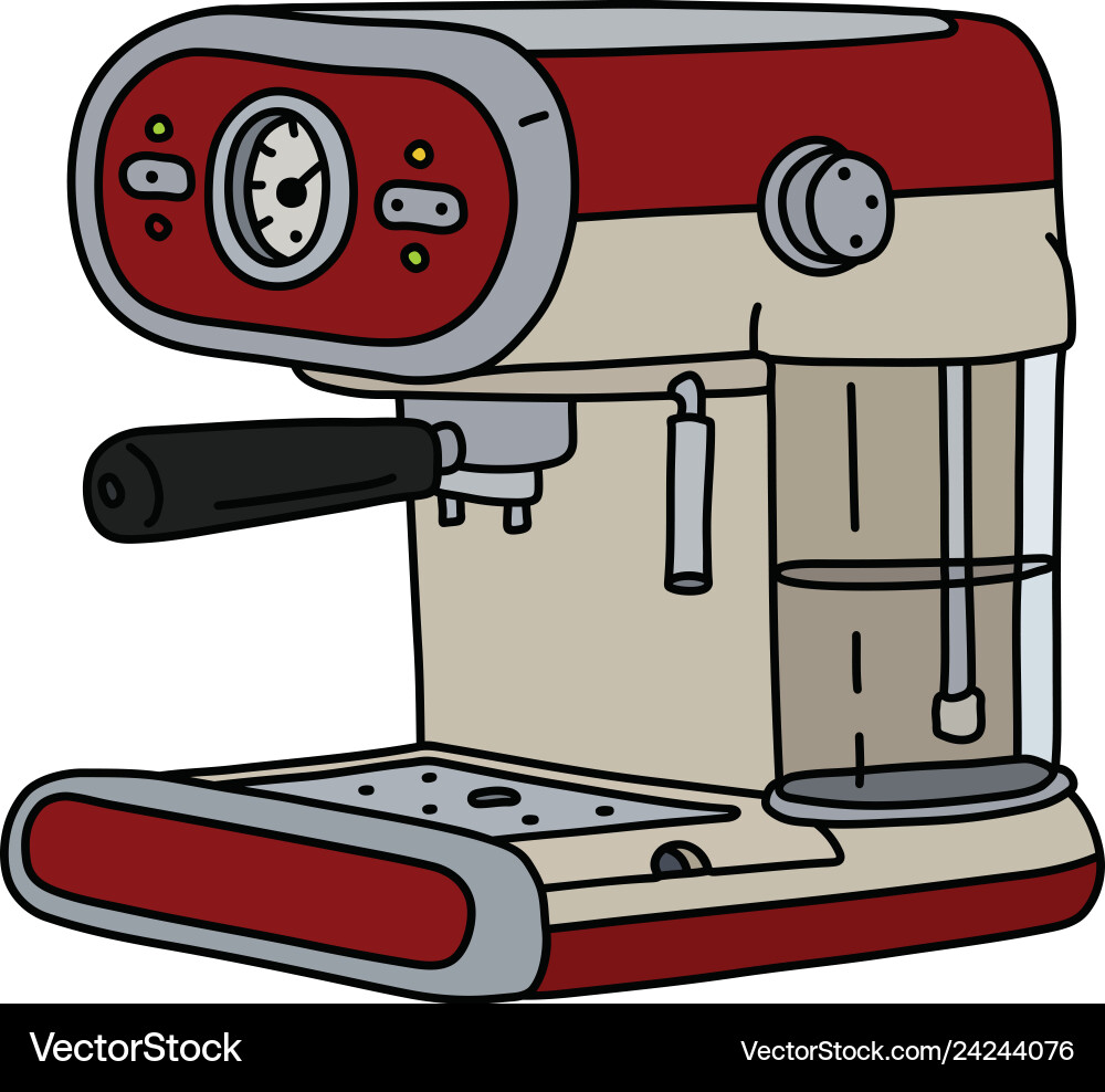 Retro red and cream electric espresso maker Vector Image