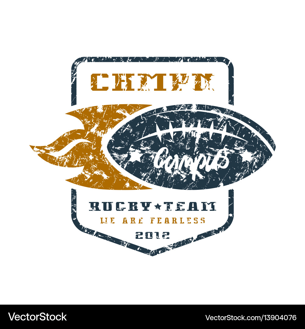 Rugby team badge with shabby texture Royalty Free Vector