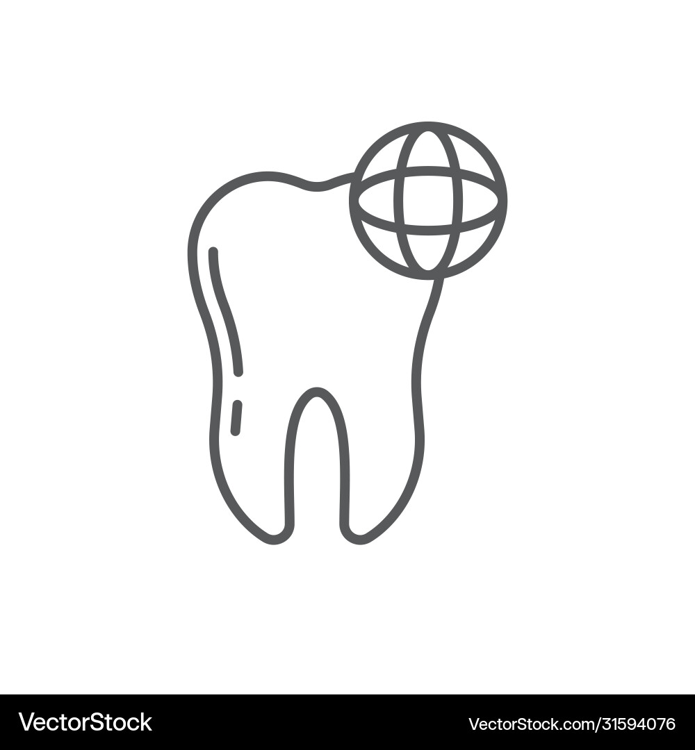 Tooth and globe icon sign symbol isolated Vector Image