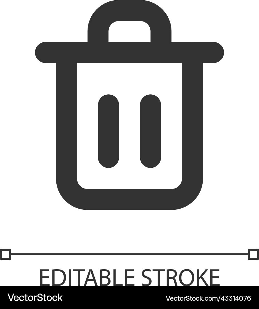 Trash can pixel perfect linear ui icon Royalty Free Vector