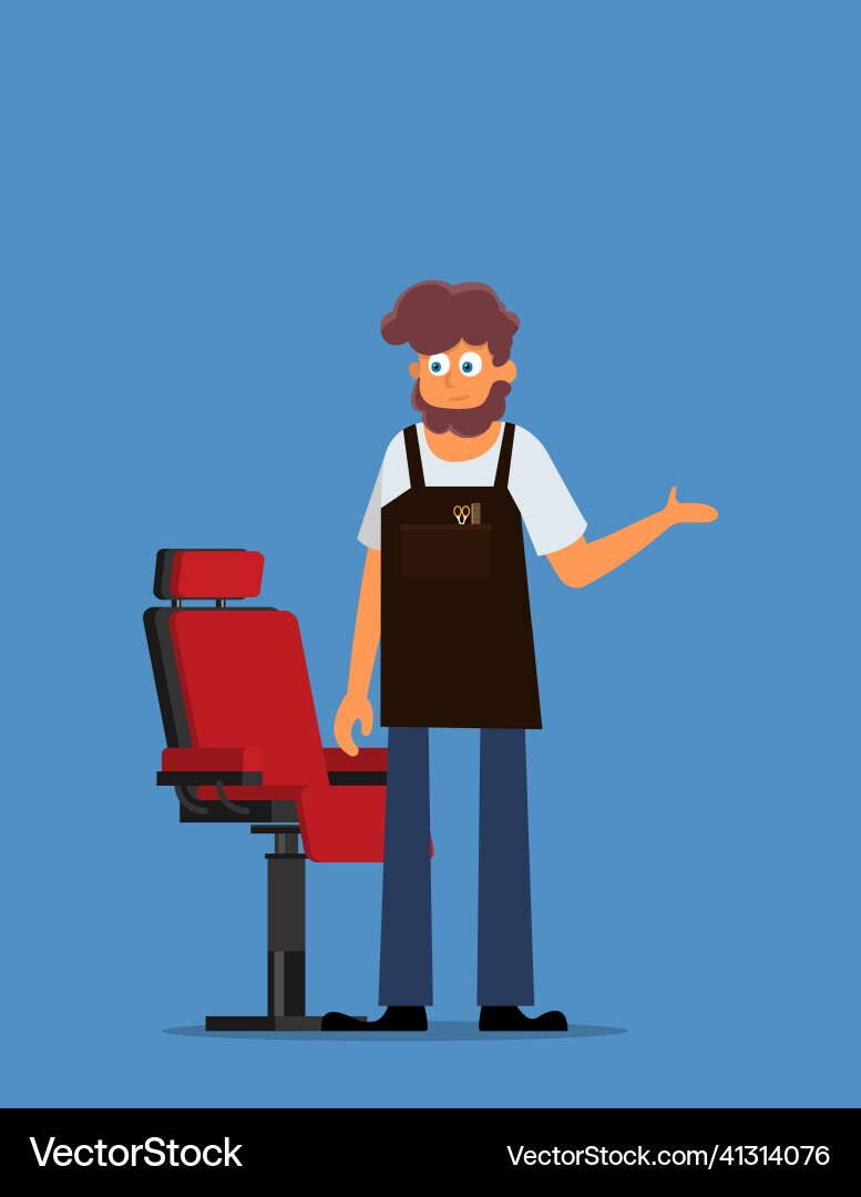 Young hipster man barber in shop flat Royalty Free Vector