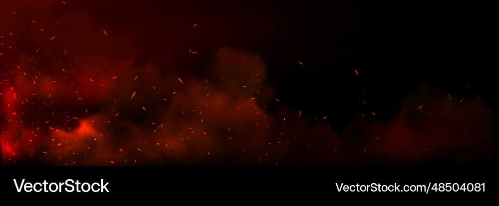 Background with fire sparks embers and smoke Vector Image
