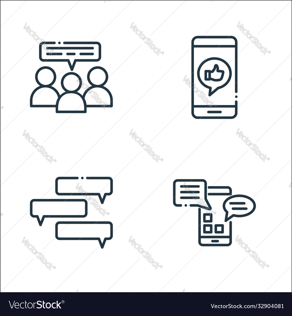 Chatting and communication line icons linear set Vector Image
