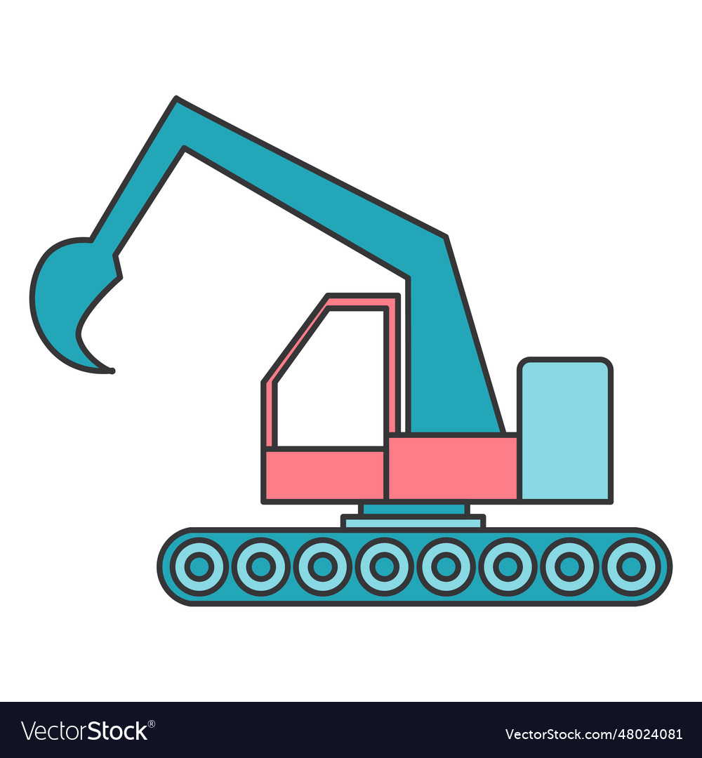 Colored excavator digging machinery Royalty Free Vector