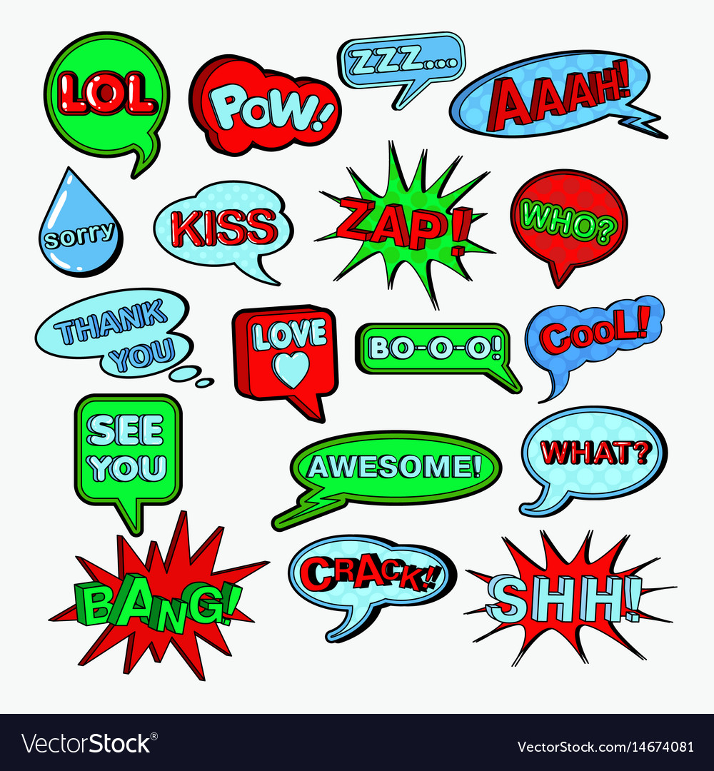 Comic speech bubbles chat communication shapes Vector Image