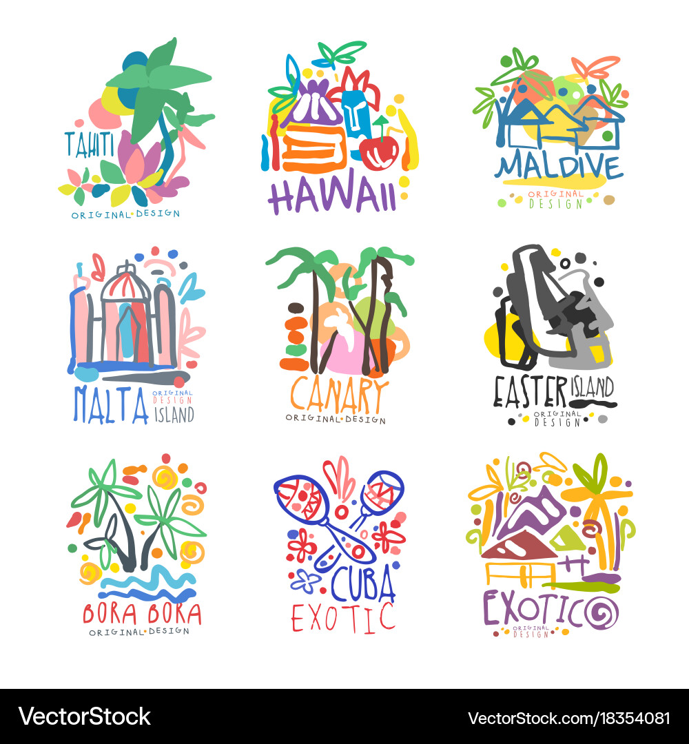 Exotic summer vacation colorful logo Royalty Free Vector