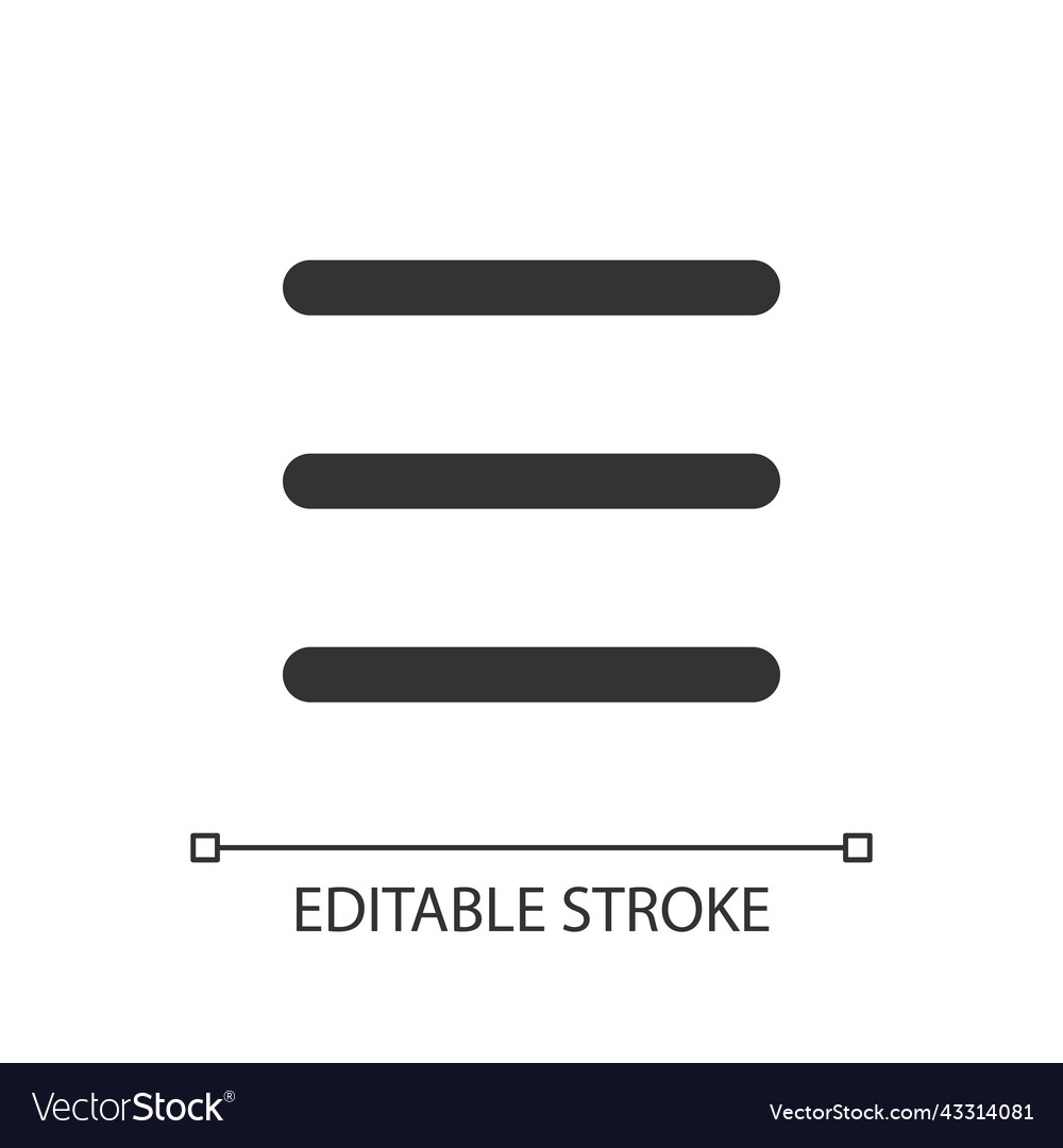 Hamburger like menu pixel perfect linear ui icon Vector Image