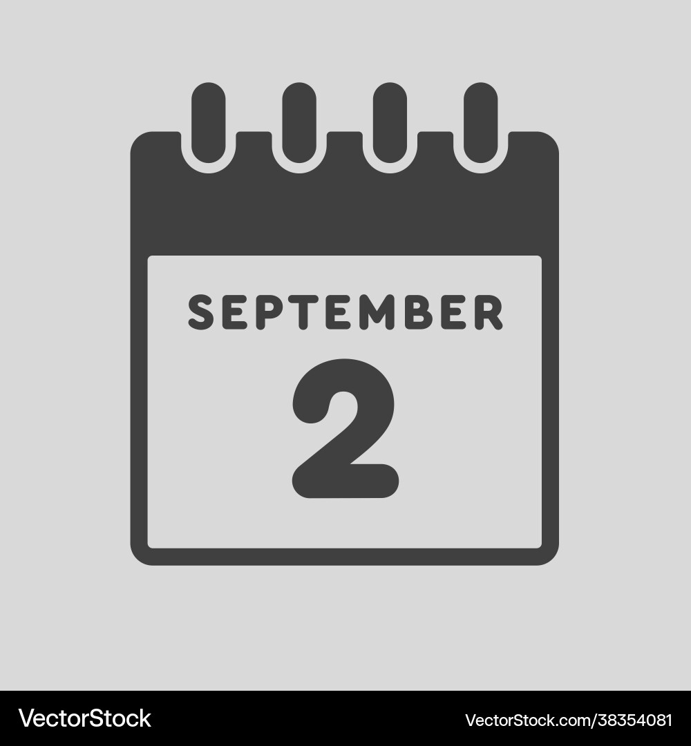 Icon day date 2 september template calendar page Vector Image