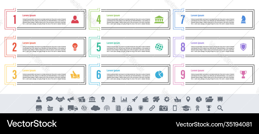 Infographic design business concept with 9 steps Vector Image