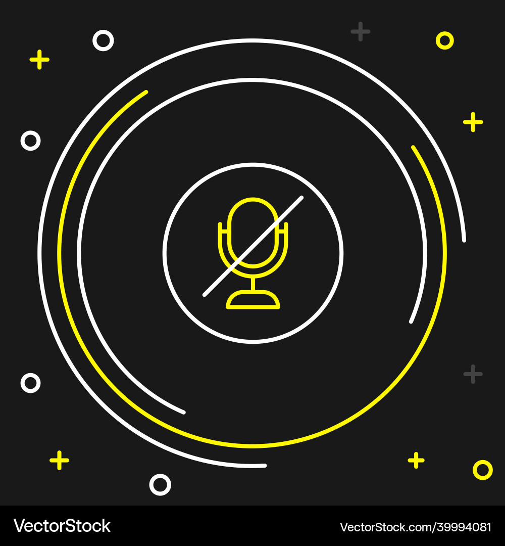 Line mute microphone icon isolated on black Vector Image