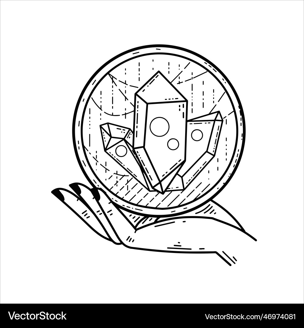 Magic crystal ball and gems in hand Royalty Free Vector