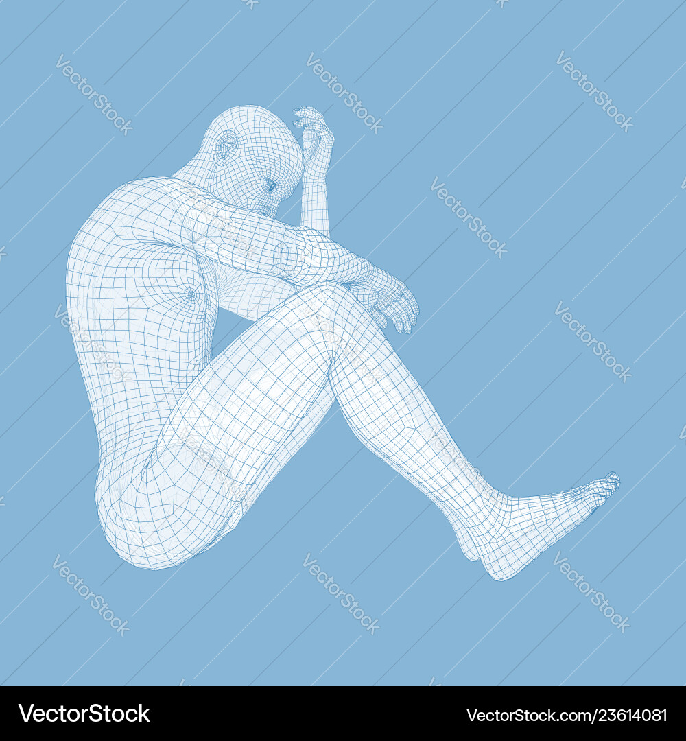 Man in a thinker pose 3d model of human body Vector Image
