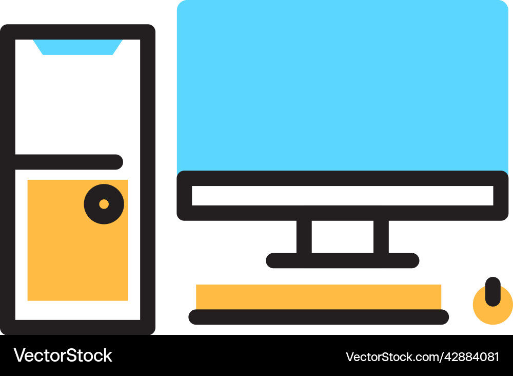 Pc icon personal computer desktop workplace Vector Image