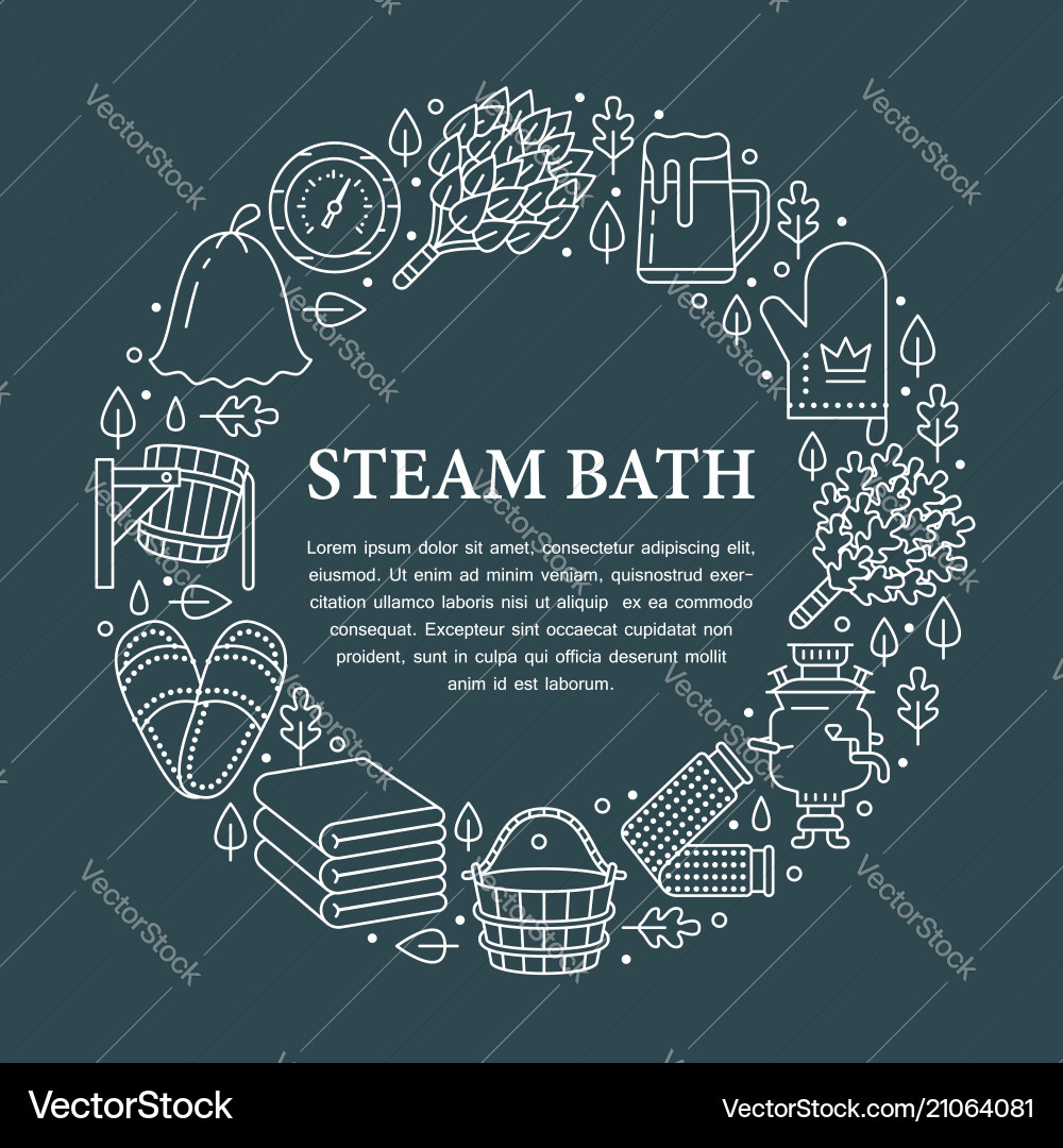 Sauna steam bath room banner Royalty Free Vector Image